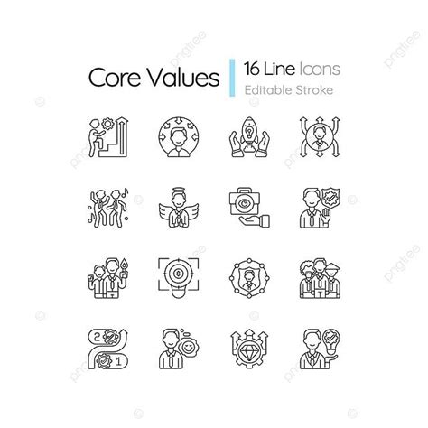 Core Values Linear Icons Set Accountability Set Isolated Vector Accountability Set Isolated