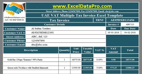 Download Invoice Excel Templates Exceldatapro