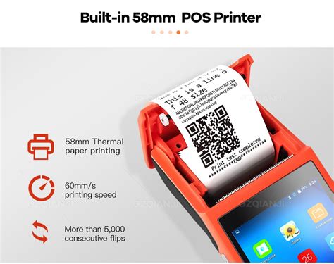 Pda Pos Handheld Device Pos Terminal Built In Thermal Bluetooth Printer 58mm Wifi Android Rugged