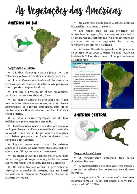 Clima E Vegetação Do Continente Americano Librain