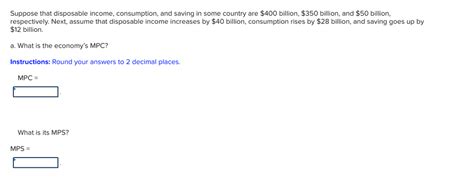 Solved Suppose That Disposable Income Consumption And