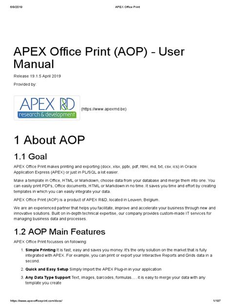 Apex Office Print Manual Pdf Oracle Database Plsql