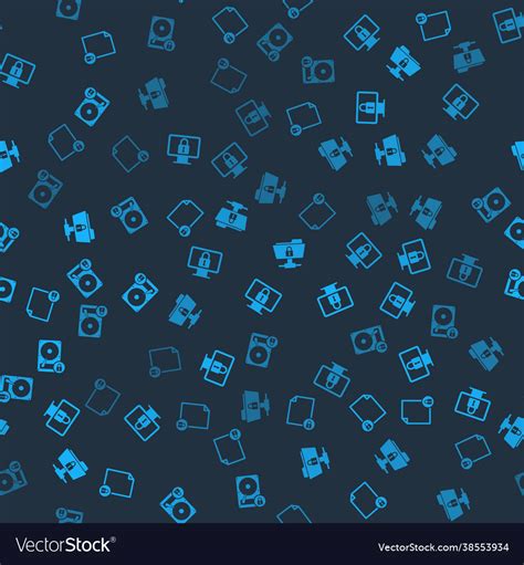 Set Document And Lock Lock On Monitor Ftp Folder Vector Image