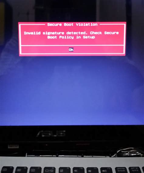 Masalah Invalid Signature Secure Boot Policy Semasa Nak Format Notebook