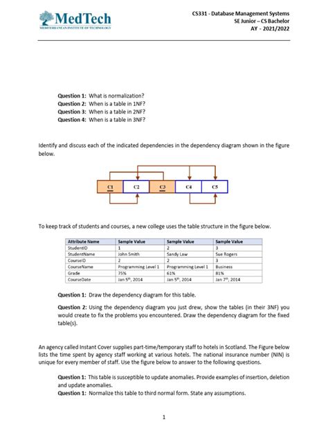 cs331 normalization exercise sheet 1 pdf
