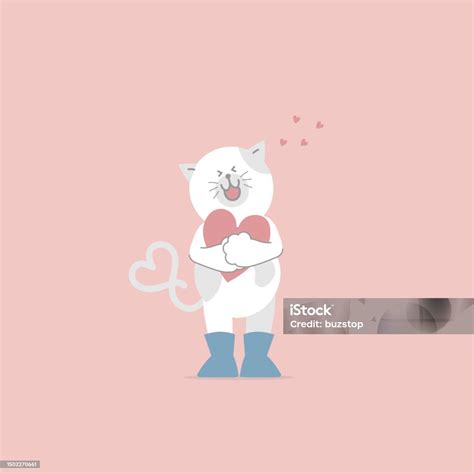 귀여운 고양이와 하트 해피 발렌타인 데이 생일 사랑 개념 2월에 대한 스톡 벡터 아트 및 기타 이미지 2월 가축 겨울 Istock