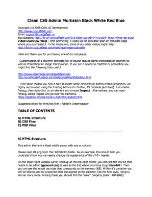 Fillable Online Clean CSS Admin Multiskin Black White Red Blue Fax