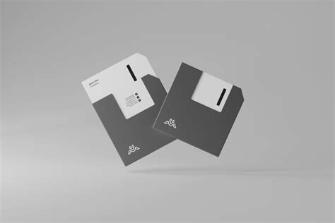 Premium PSD Floppy Disk Shaped Business Card Mockup