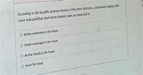 Solved According To The Liquidity Premium Theory Of The Term