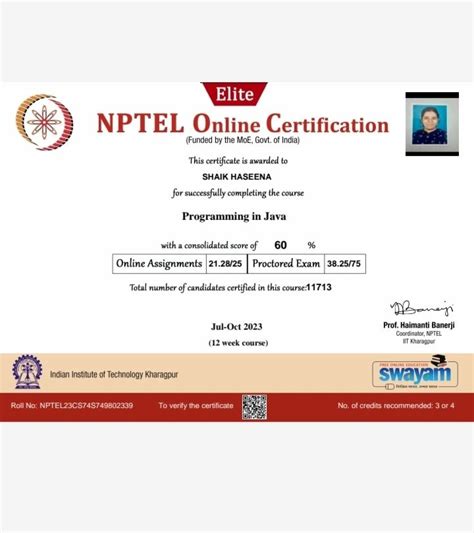 Shaik Haseena On Linkedin Programming Elite Self Iitk Nptel