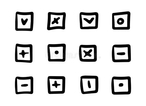 Check And Cross Mark Hand Drawn Doodle Sketch Sign Checkbox For Vote Yes No Drawn Concept