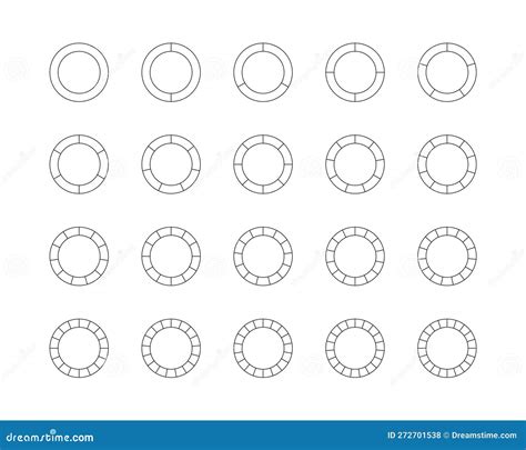 Piechart With Segments And Slices Set Of Circular Chart Round Structure Graph Pie Diagram