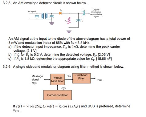 Solved 3 2 5 An Am Envelope Detector Circuit Is Shown Below
