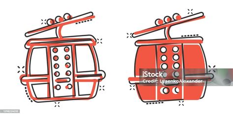 만화 스타일의 케이블카 아이콘 흰색 고립 된 배경에 엘리베이터 오두막 만화 벡터 일러스트 케이블웨이 스플래시 효과 비즈니스 컨셉 0명에 대한 스톡 벡터 아트 및 기타 이미지
