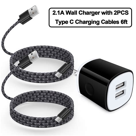 Abcpow Usb C Charger Block With A Dual Port Ft Nylon Android Type C Charging Cable