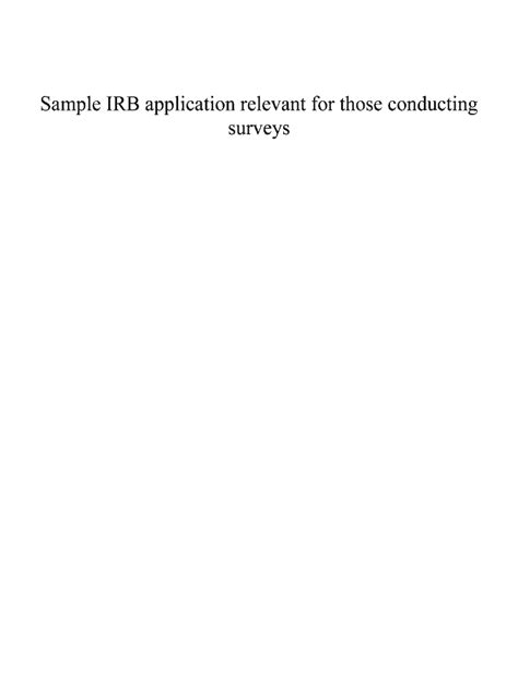 Sample IRB Application Relevant For Those Conducting Surveys Fill Out Sign Online DocHub