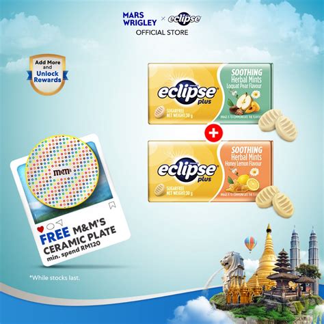 [bundle Of 2] Eclipse Plus Honey Lemon Loquat Pear Tins 30g Soothing Herbal Mints Sugar Free