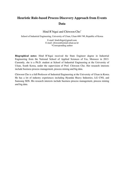 Pdf Heuristic Rule Based Process Discovery Approach From Events Data