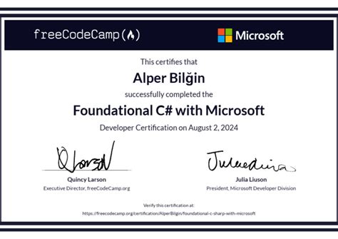 Certification Alperbilgin Foundational C Sharp With