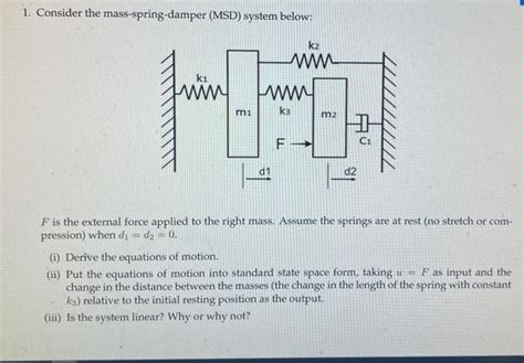 Solved 1 Consider The Mass Spring Damper Msd System