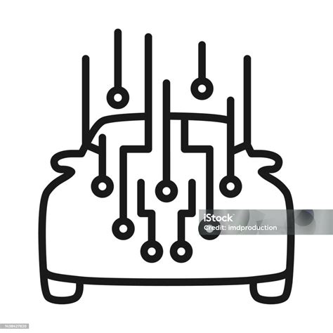 지능형 차량 라인 아이콘입니다 스마트 자동차 벡터 일러스트 레이 션 0명에 대한 스톡 벡터 아트 및 기타 이미지 0명 감지기 교통 Istock