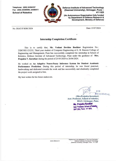 vedant bachhav on linkedin ai machinelearning internship diatdrdo defensetechnology ai
