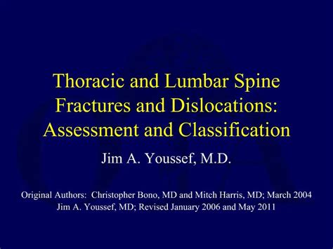 Ppt Thoracic And Lumbar Spine Fractures And Dislocations Assessment And Classification