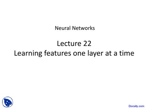 Learning Features Artificial Neural Network Lecture Slides Docsity