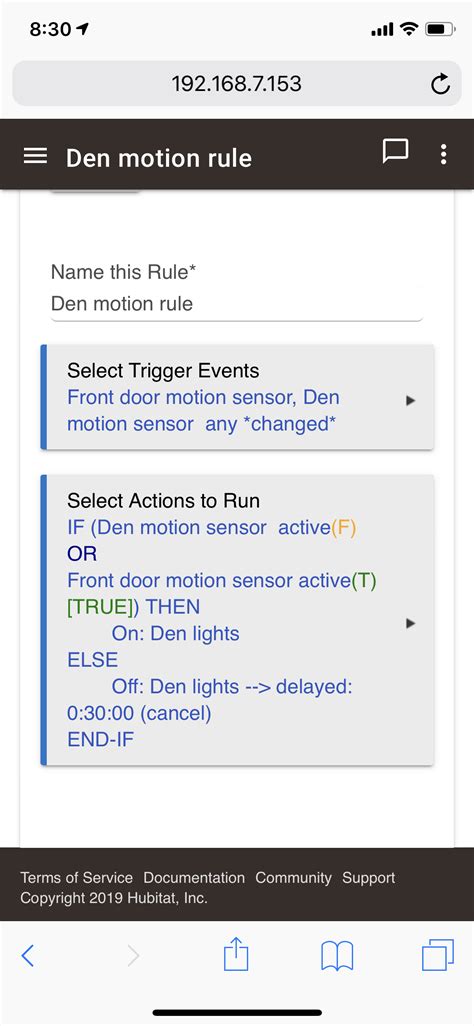Motion Sensor And Cancel 📐 Rule Machine® Hubitat