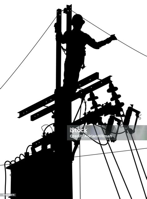 전기 유틸리티 작업자 실루엣 유지 보수 엔지니어에 대한 스톡 벡터 아트 및 기타 이미지 유지 보수 엔지니어 실루엣 연료 및 전력 생산 Istock