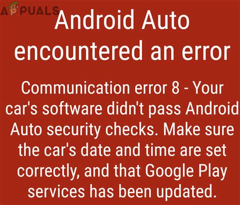 Fix Android Auto Communication Error 8