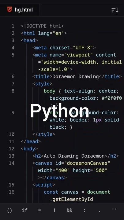 Learn Python Code Drawing Doremon Using Html Viralshort Shorts