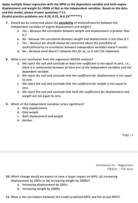 Apply Multiple Linear Regression With The Mpg As The