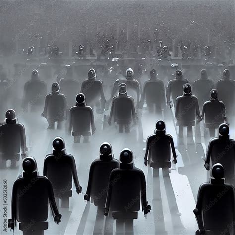 Crowd Of Identical Robots Stock Illustration Adobe Stock