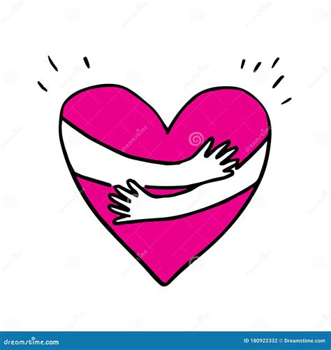 Vector Illustration With Hands Hugging A Heart Stock Vector