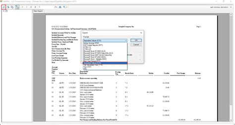 Sage 300 Erp Export The General Ledger Mindbridge English Us