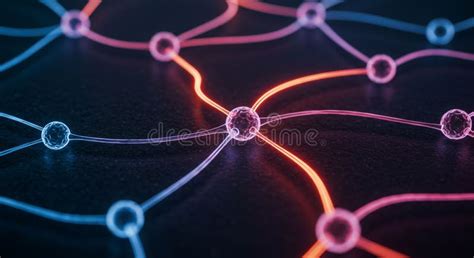 Glowing Interconnected Nodes On A Dark Surface Resembling A Neural Network Central Stock