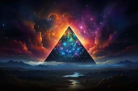 Premium Ai Image Colorful Sacred Geometry With Nebula And Stars