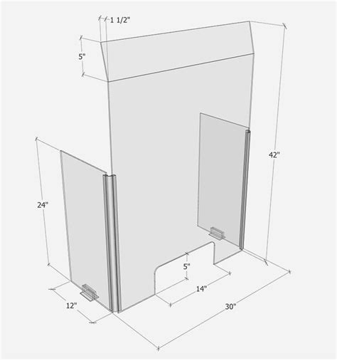 30 X 42 Acrylic Shield Plexiglass Sneeze Guard Barrier Wangled Top And Cutout For Counters