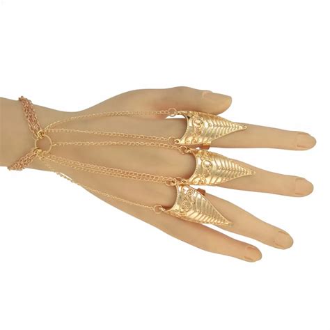 Idealway Bohemian Personality Finger Hand Chain Harness Slave Women Gold Silver Multilayer Chain