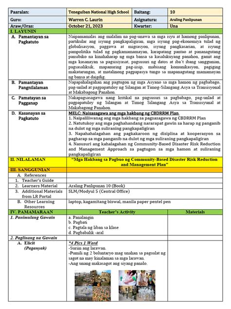 Cot Final Lesson Plan 2023 2024 Pdf