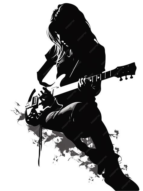 Premium Ai Image Vector Silhouette Of Woman Playing Guitar On White