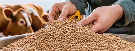 Cows Are Eating Hay And Pellets As A Farmer Works Diligently In A Contemporary French Cow Barn