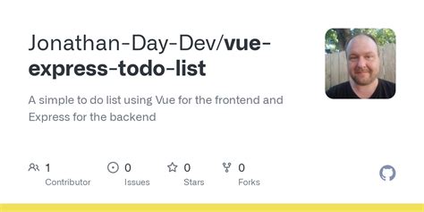 GitHub Jonathan Day Dev Vue Express Todo List A Simple To Do List Using Vue For The Frontend