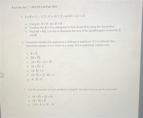 Solved 1 Let U 1 2 1 V 0 3 2 And W 2 1 3 A Chegg Com