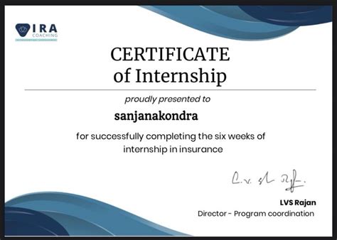Sanjana Kondra On Linkedin Successfully Completed Internship At Ira
