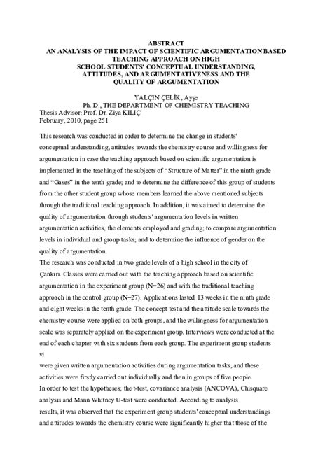 Doc The Impact Of Scientific Argumentation Based Teaching Approach