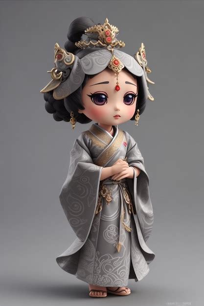Premium AI Image A 3d Algorithmic Pattern Makes A Cute Chibi Balinese