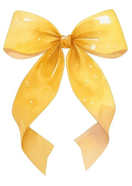 Elegant Yellow Watercolor Bow Illustration Premium Ai Generated Image