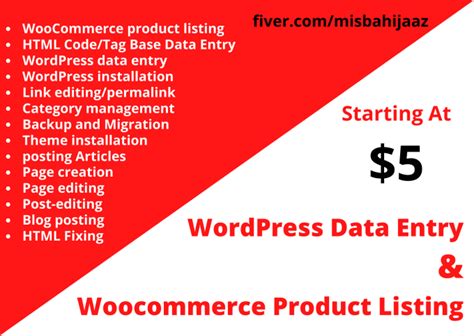 Do Wordpress Data Entry And Product Listing By Misbahijaaz Fiverr